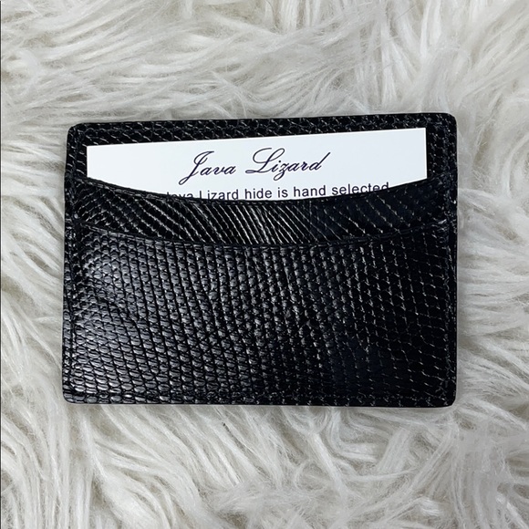 Bags | Nwt Black Genuine Java Lizard Skin Card Holder | Poshmark